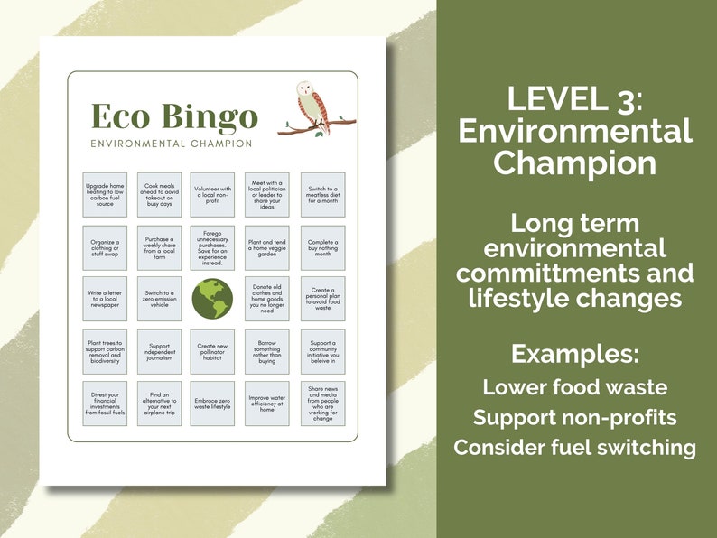 Environmental Bingo Game Sustainability Challenge, Workplace ...