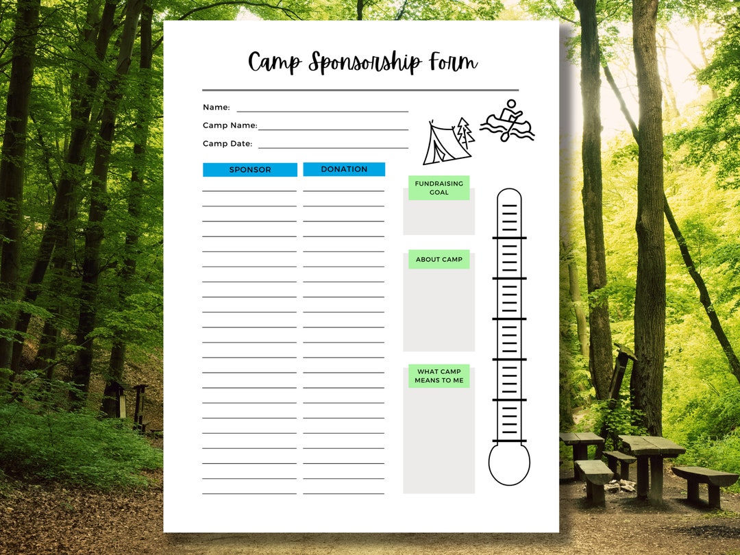 Camp Sponsor Form, Summer Camp Donor Form, Donation Tracker Instant ...