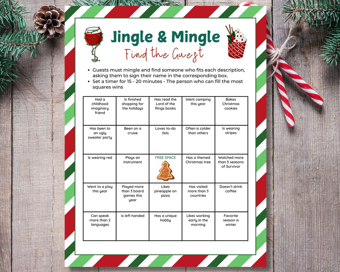 Christmas Jingle and Mingle Office Icebreaker Game, Mix and Mingle ...