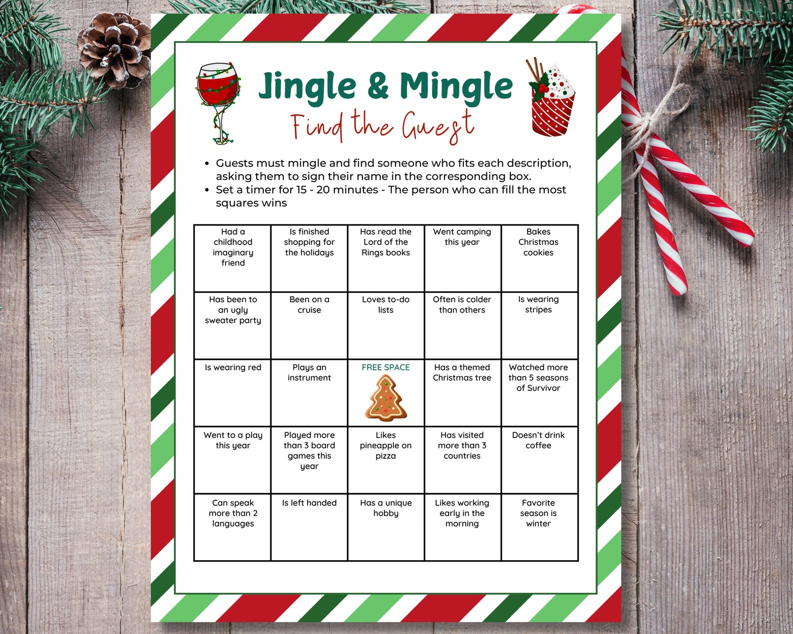 Christmas Jingle and Mingle Office Icebreaker Game, Mix and Mingle ...