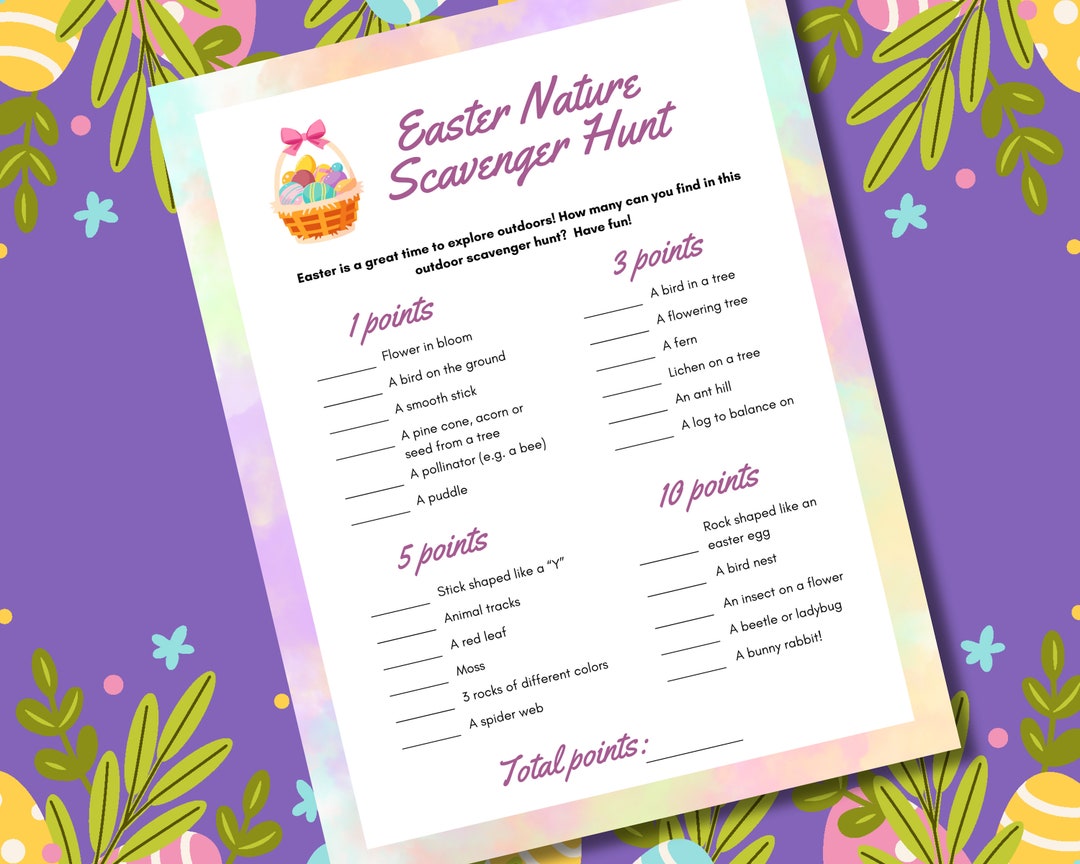 Easter Outdoor Scavenger Hunt, Easter Nature Scavenger Hunt Game for ...