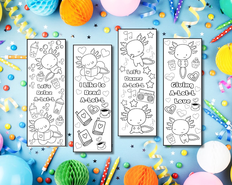 Axolotl Coloring Bookmark Instant Download, Printable Coloring Bookmark ...