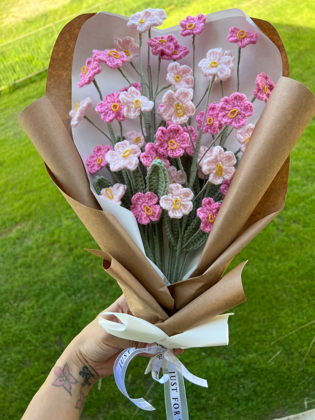 Crochet Forget Me Not Flower Bouquet - Etsy