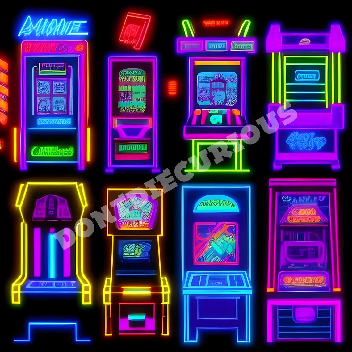 Arcade Pattern Neon Abstract Arcade - Etsy