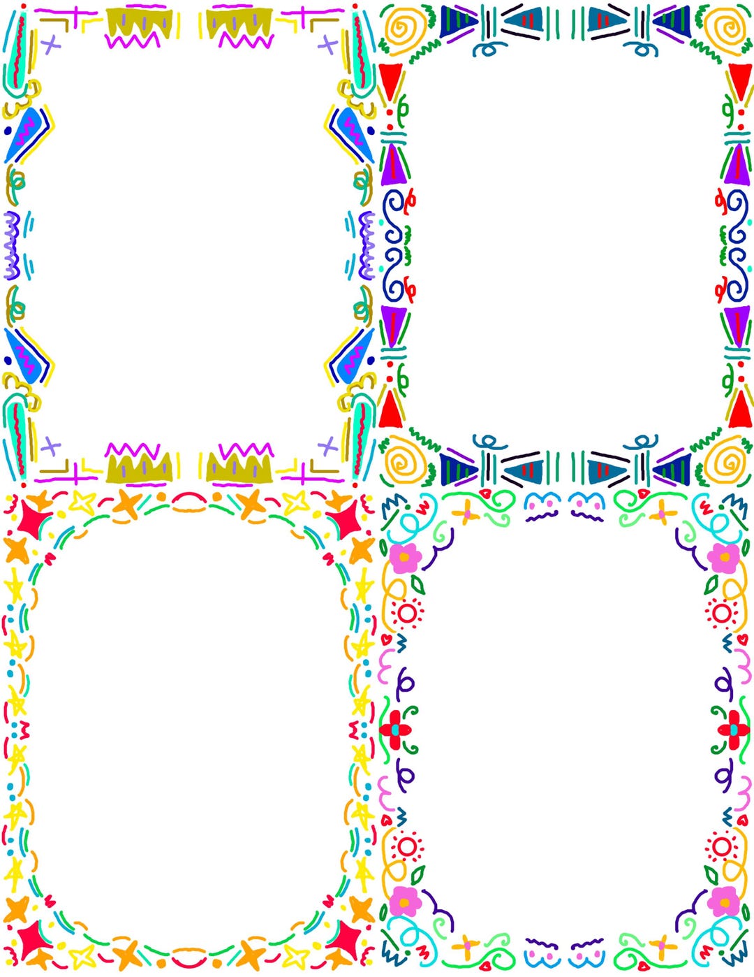 Doodle Watercolor Border Clipart, Teacher Frames (20 PNG Files) - Etsy