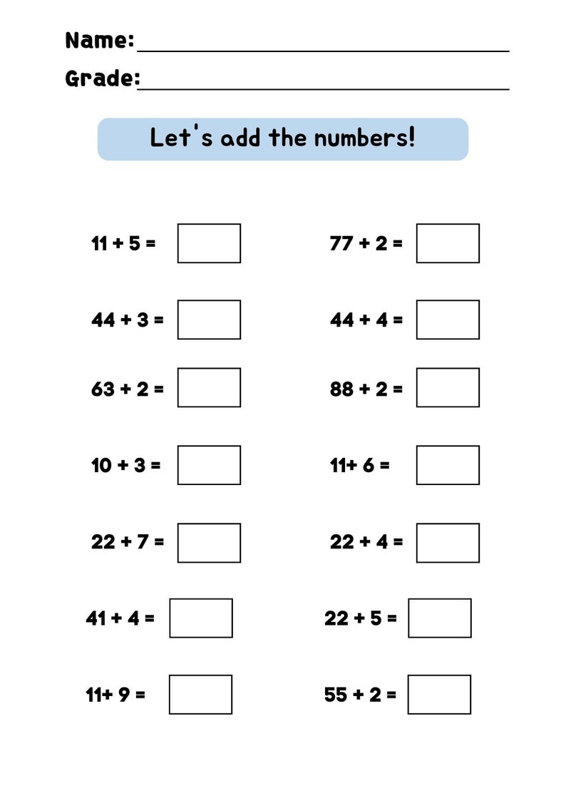 24 Printable Addition Worksheets, Math Worksheets, Single Digit ...