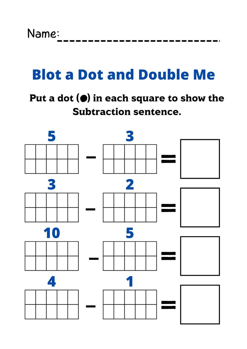 20 Printable Kindergarten Subtraction Within Addition 10 With Ten Frame ...