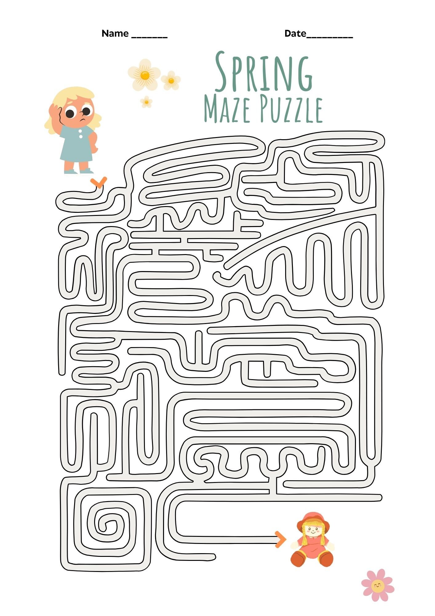 24 Printable Spring Maze Puzzle Worksheets for Kindergarten ...