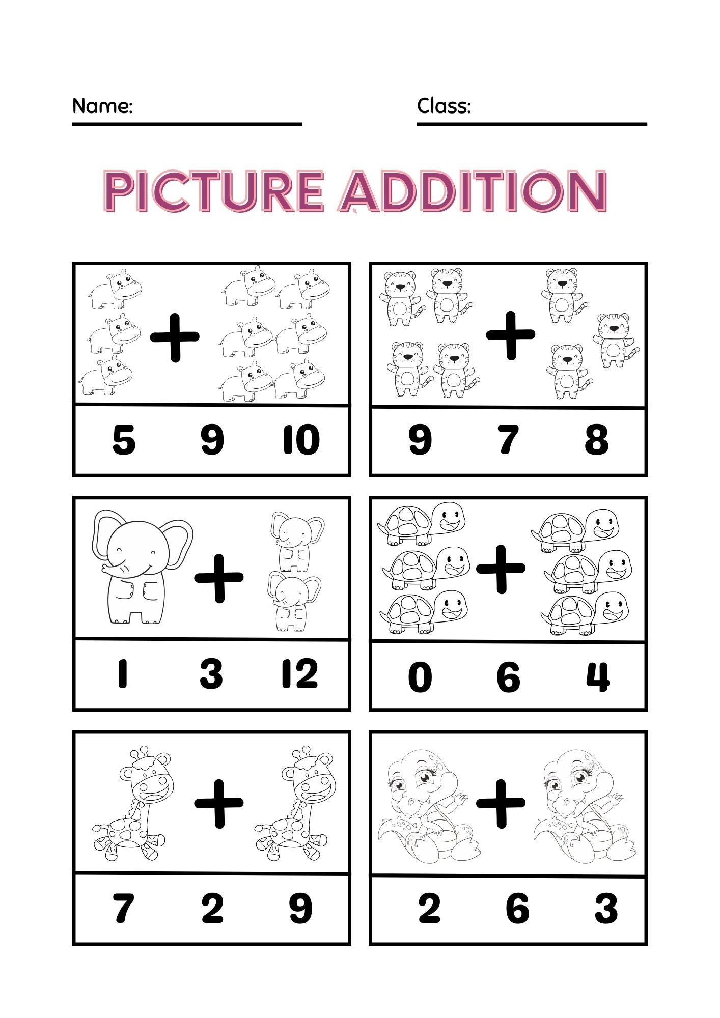 Kindergarten Addition & Subtraction Worksheets: Picture Math (40 ...