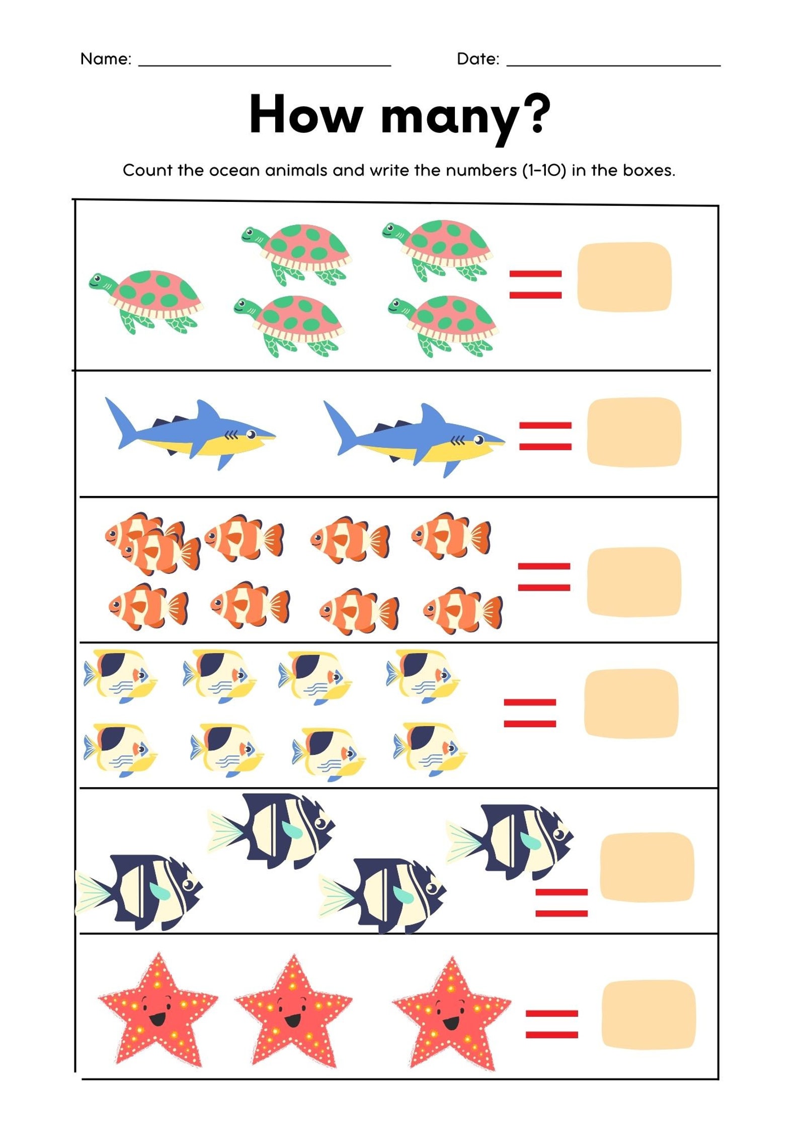 Counting Objects 1-20 Worksheet: Homeschool Math (PDF) - Etsy