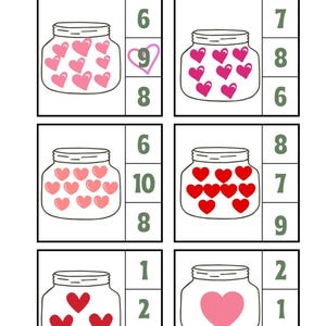 Valentine's Day Heart Counting Math Worksheet PDF Pattern - Etsy