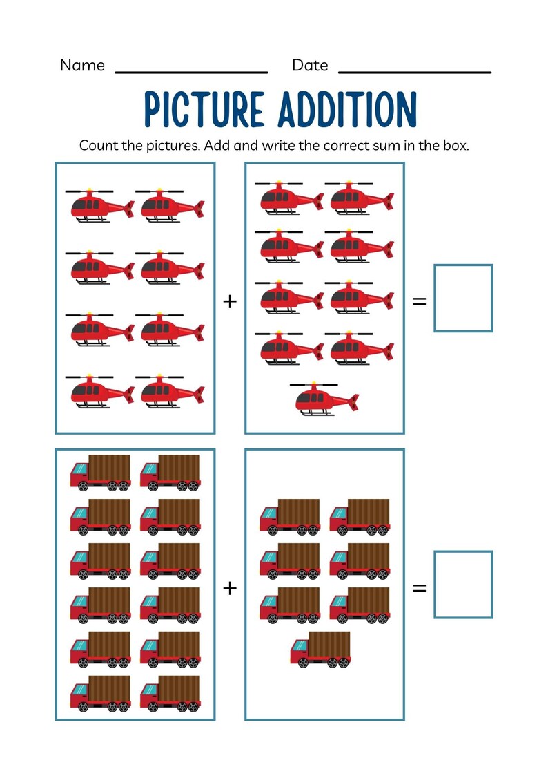 40 Printable Kindergarten Addition Worksheets, Picture Addition and ...