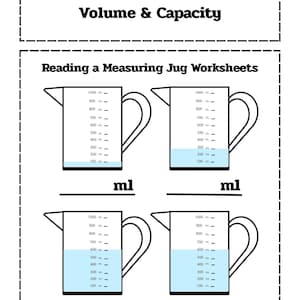 30 Measuring Capacity and Liquid Volume Activities and Worksheets - Etsy