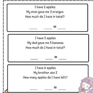 1st Grade Word Problems, Math Word Equations 2nd Grade,math Worksheet ...