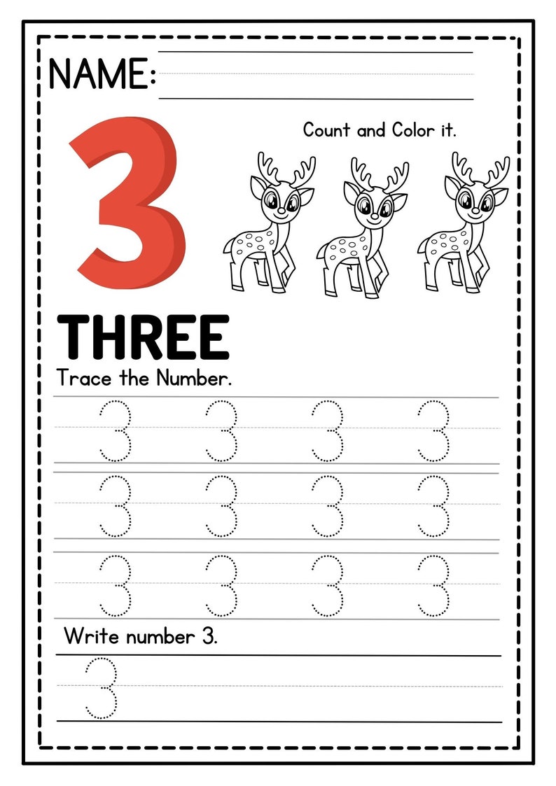 Number Tracing,color, Count, & Trace Number Pages, Numbers 1-10 ...