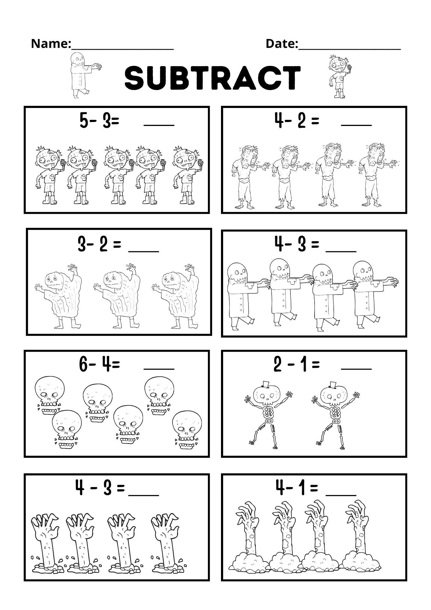 Picture Addition and Subtraction Worksheets: Kindergarten Homeschool ...