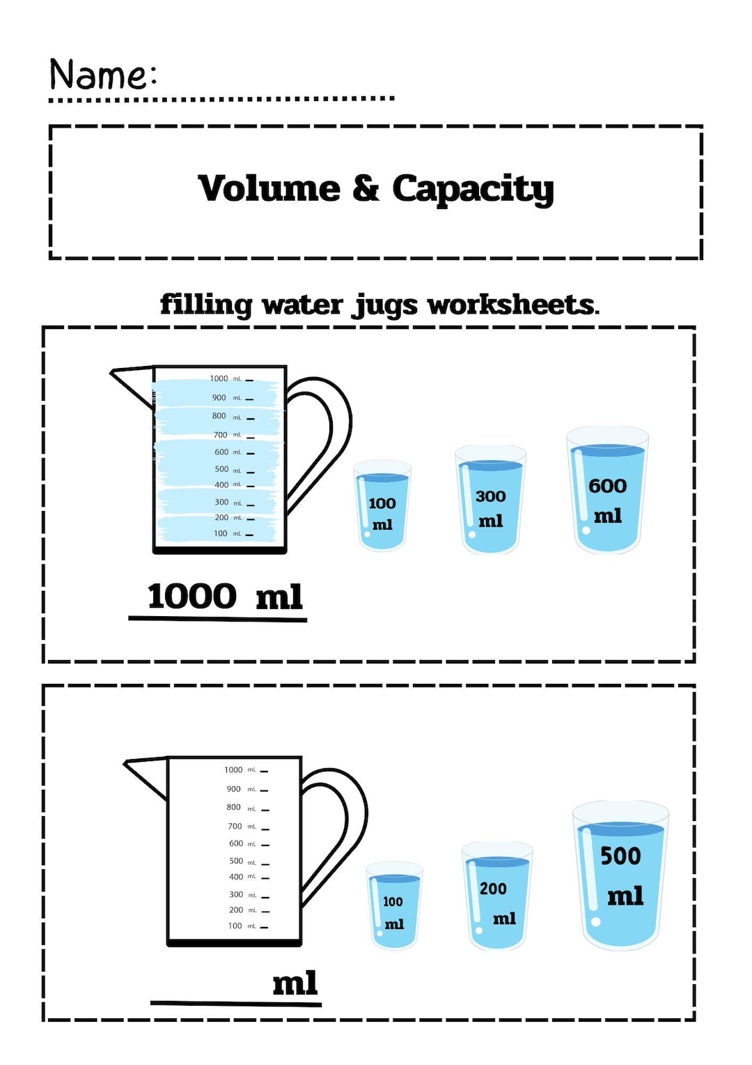30 Measuring Capacity and Liquid Volume Activities and Worksheets - Etsy