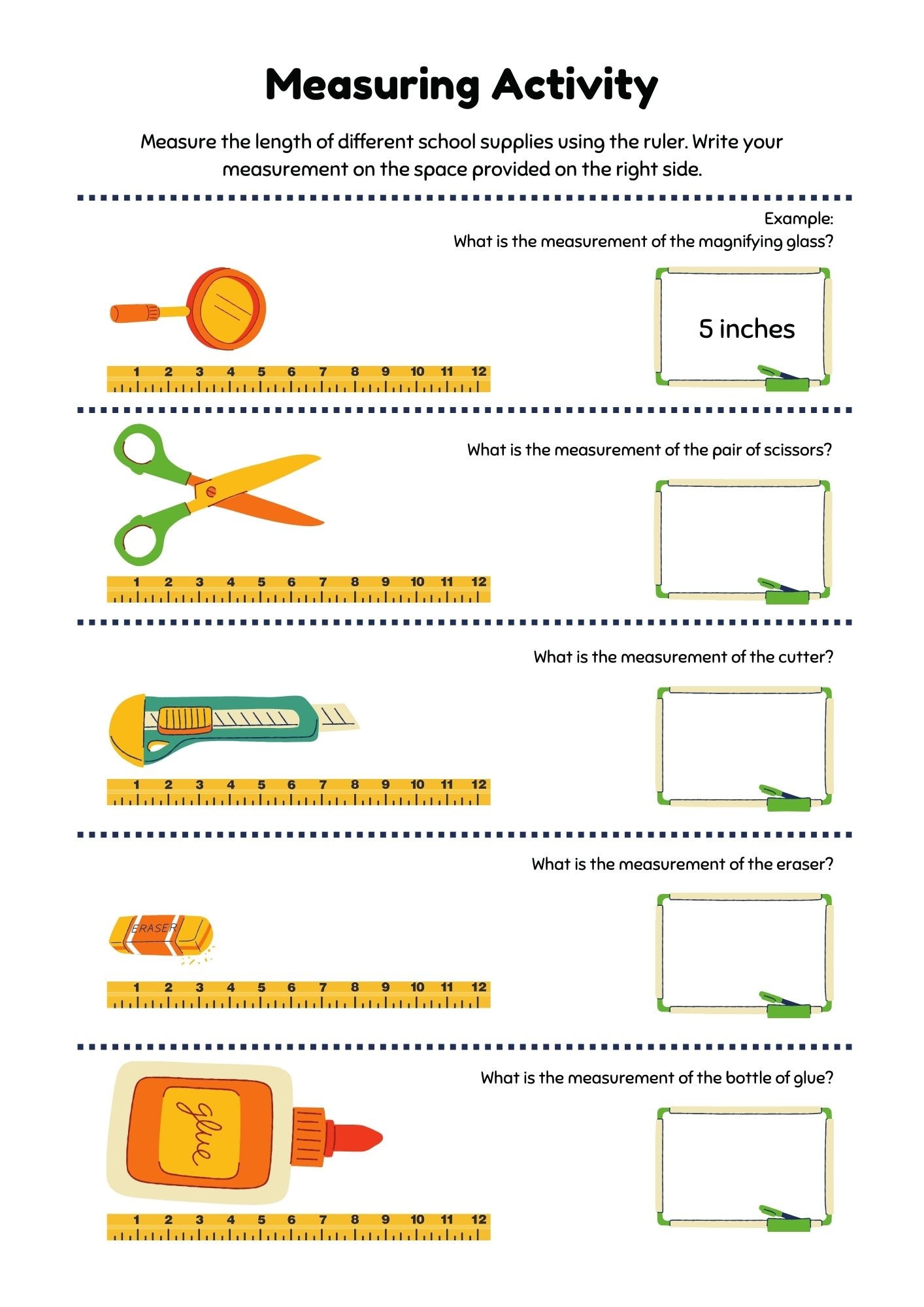 16 Printable Measuring With a Ruler Worksheets. Preschool-1st Grade ...