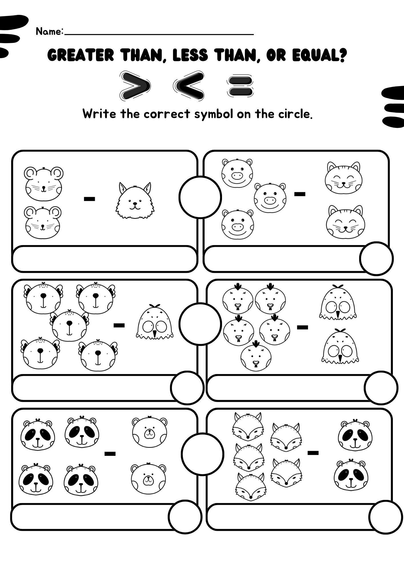 20 Printable Greater Than Less Than Equal to Worksheets. Preschool-3rd ...