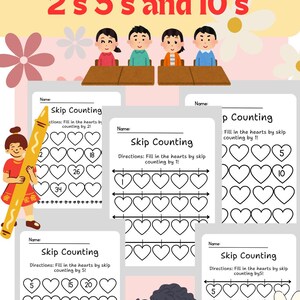 Skip Counting Worksheets, Kindergarten Missing Numbers, Count by 2, 5 ...