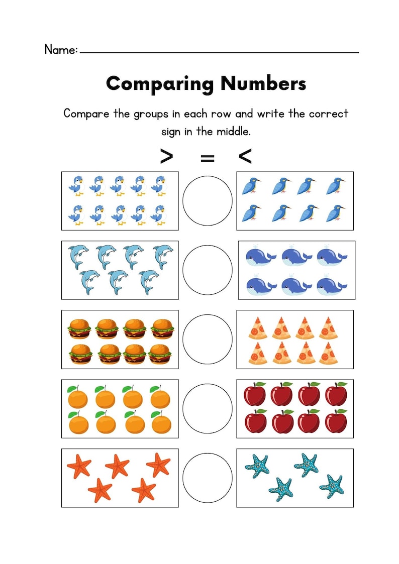 20 Printable Greater Than Less Than Equal to Worksheets. Preschool-3rd ...