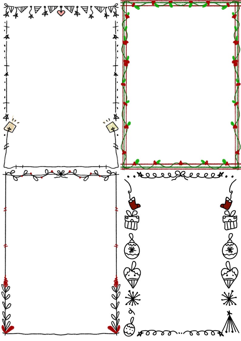 30 Christmas Frames Clip Art Winter Clipart Doodle Borders Christmas ...