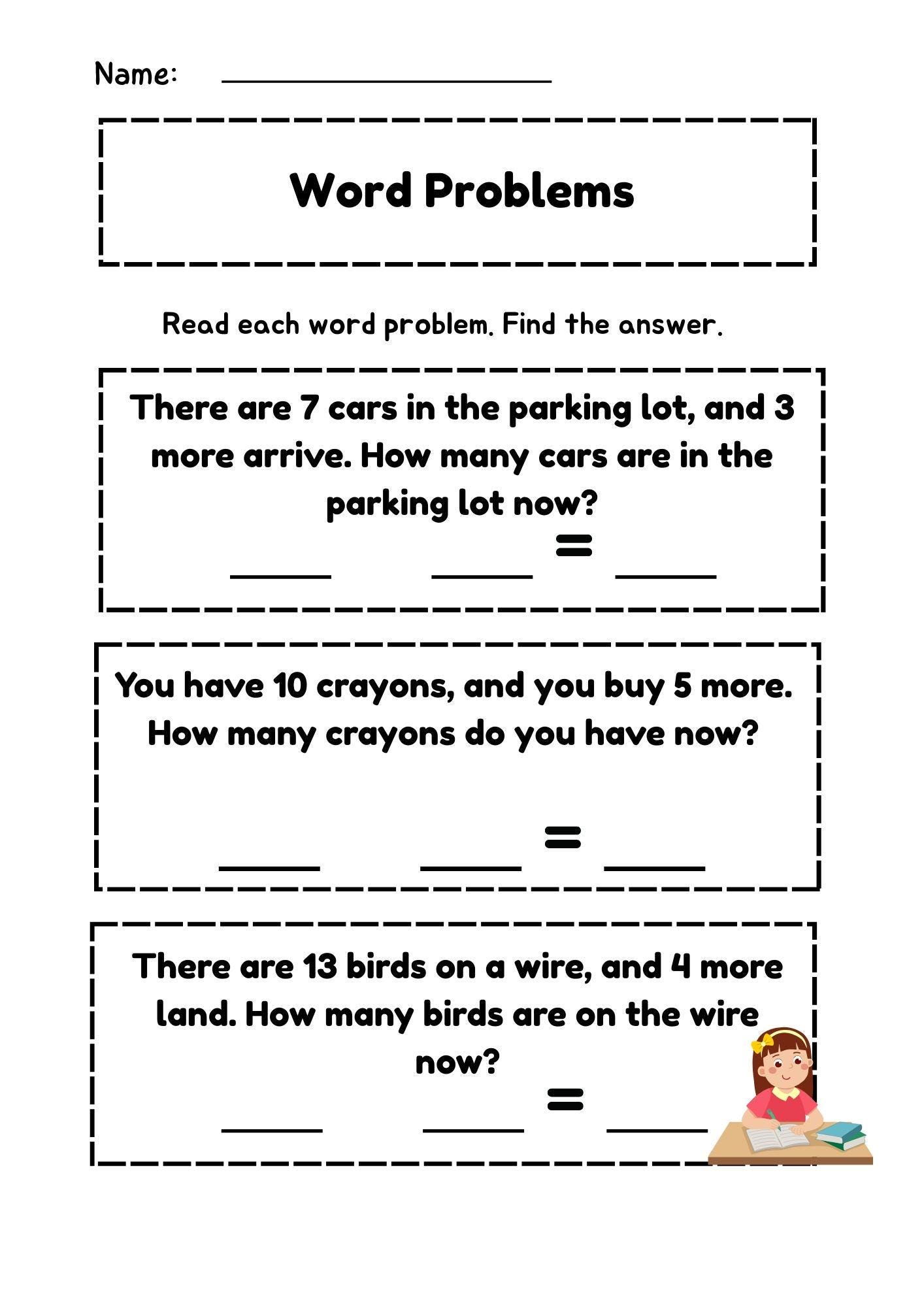 1st Grade Word Problems, Math Word Equations 2nd Grade,math Worksheet ...