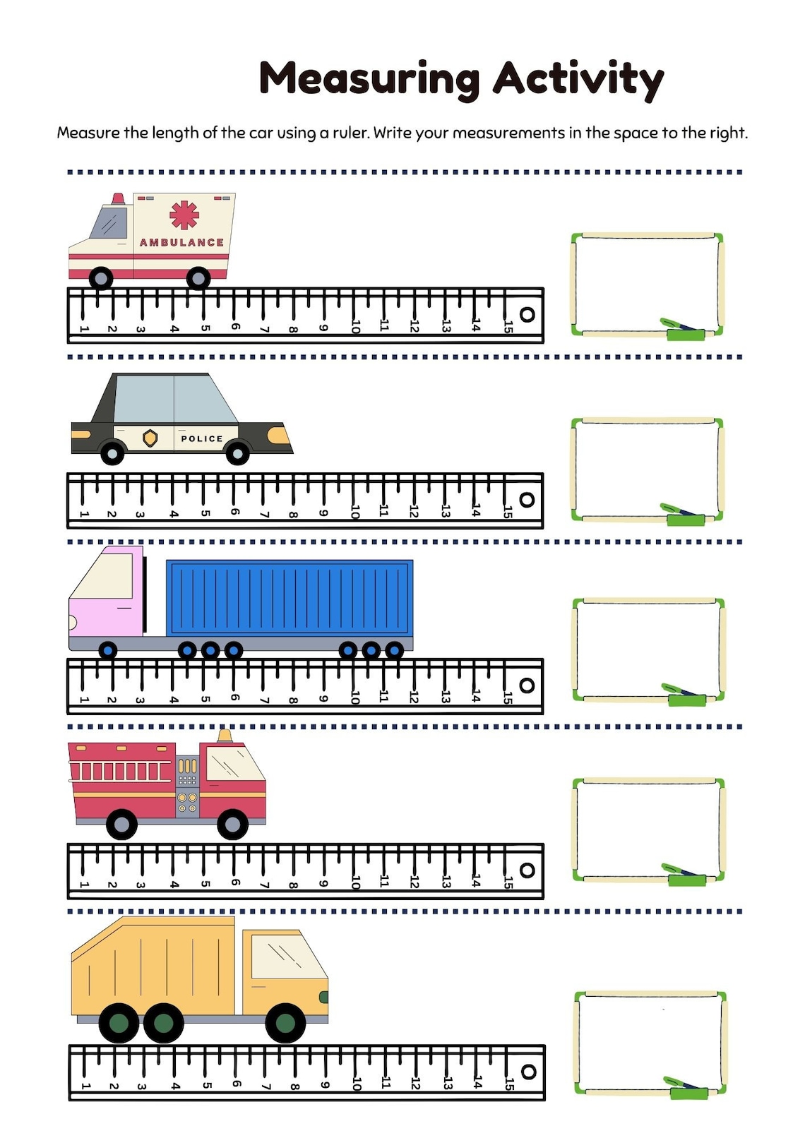 16 Printable Measuring With a Ruler Worksheets. Preschool-1st Grade ...