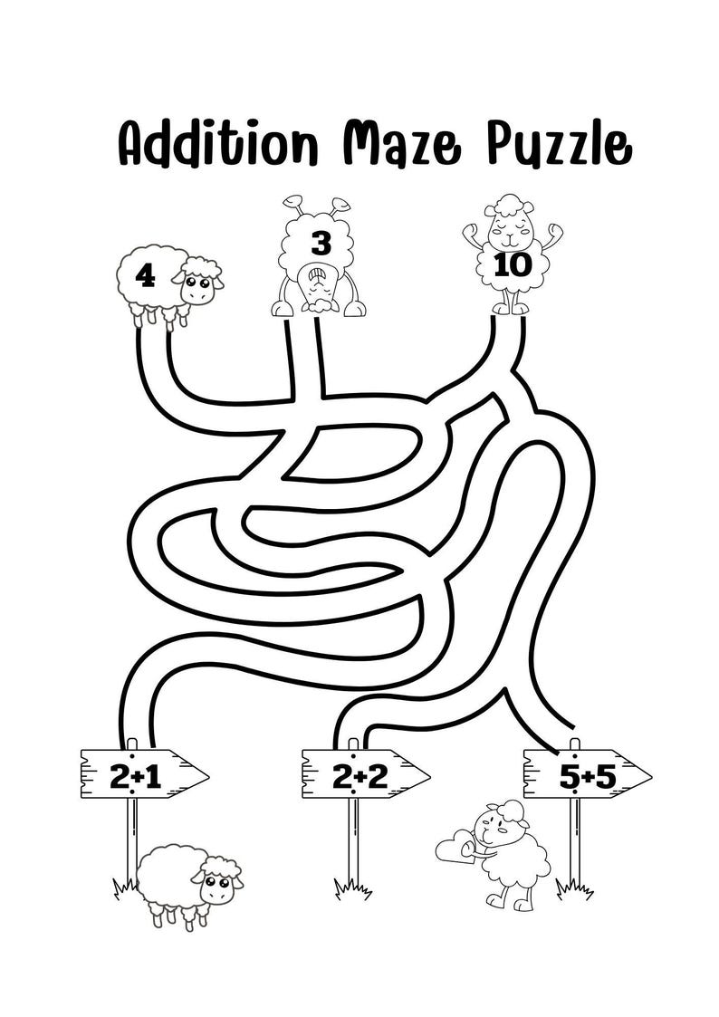 Addition Math Worksheets: Fun Printable Activities (instant Download ...