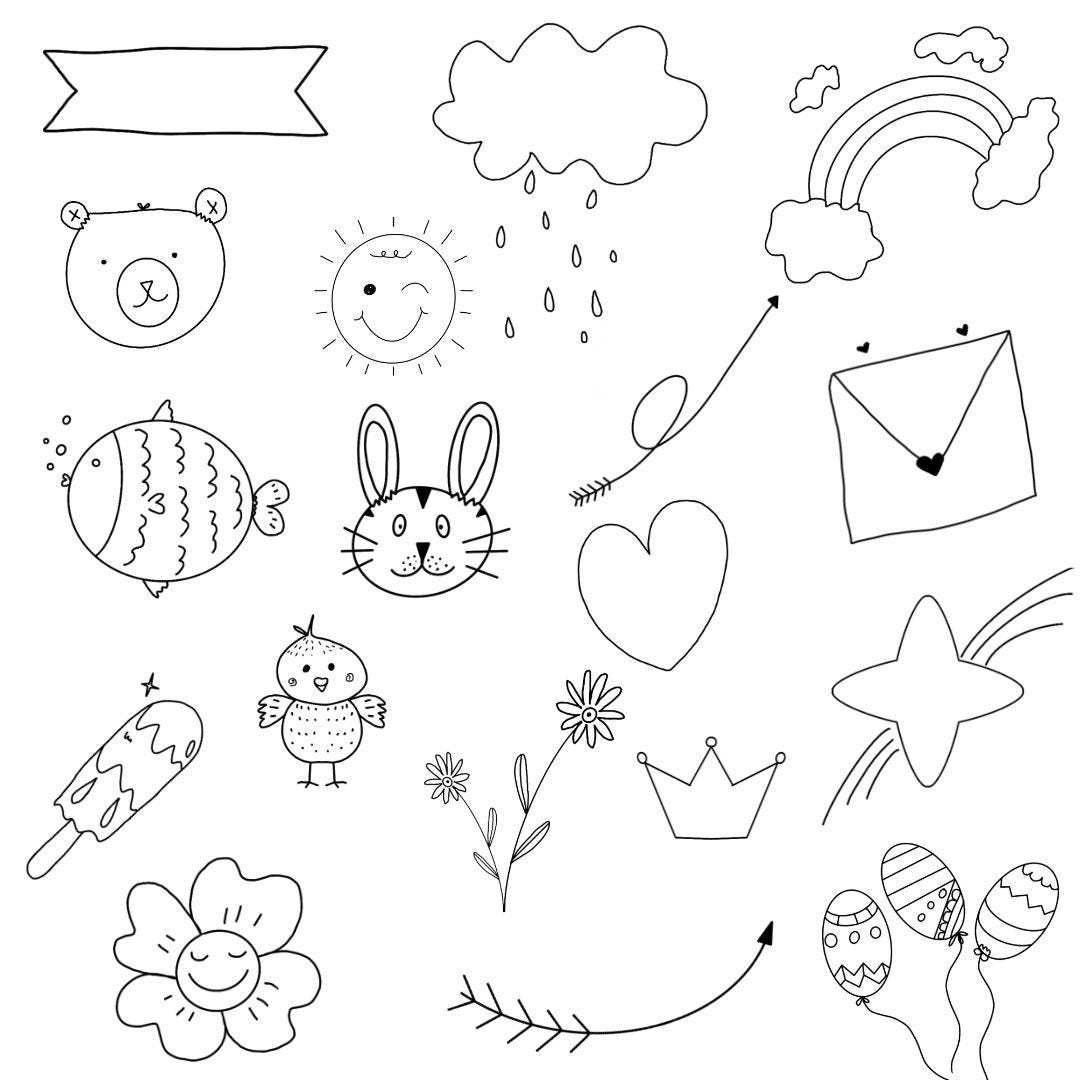 25 Hand Drawn Clipart, Doodle,flower Leaf Animal Bundle,flower Nature ...