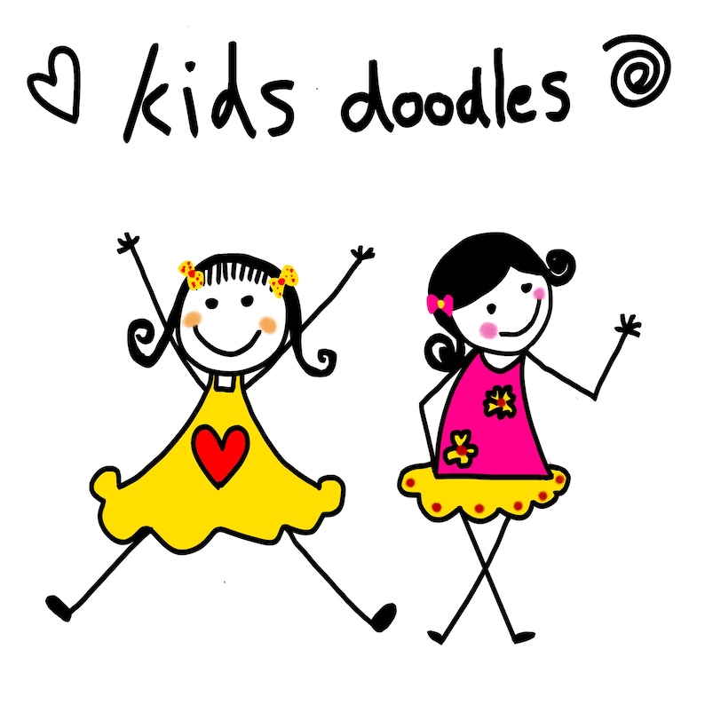 Doodle Boy and Girl Clipart,stick Figure Clipart,friend Clipart,outline ...