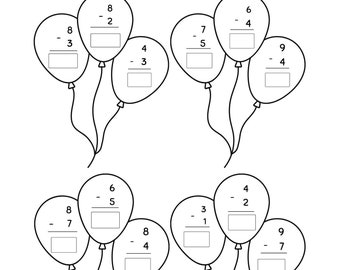 Addition With Pictures Sum up to 20 Worksheets - Adding Balloon ...