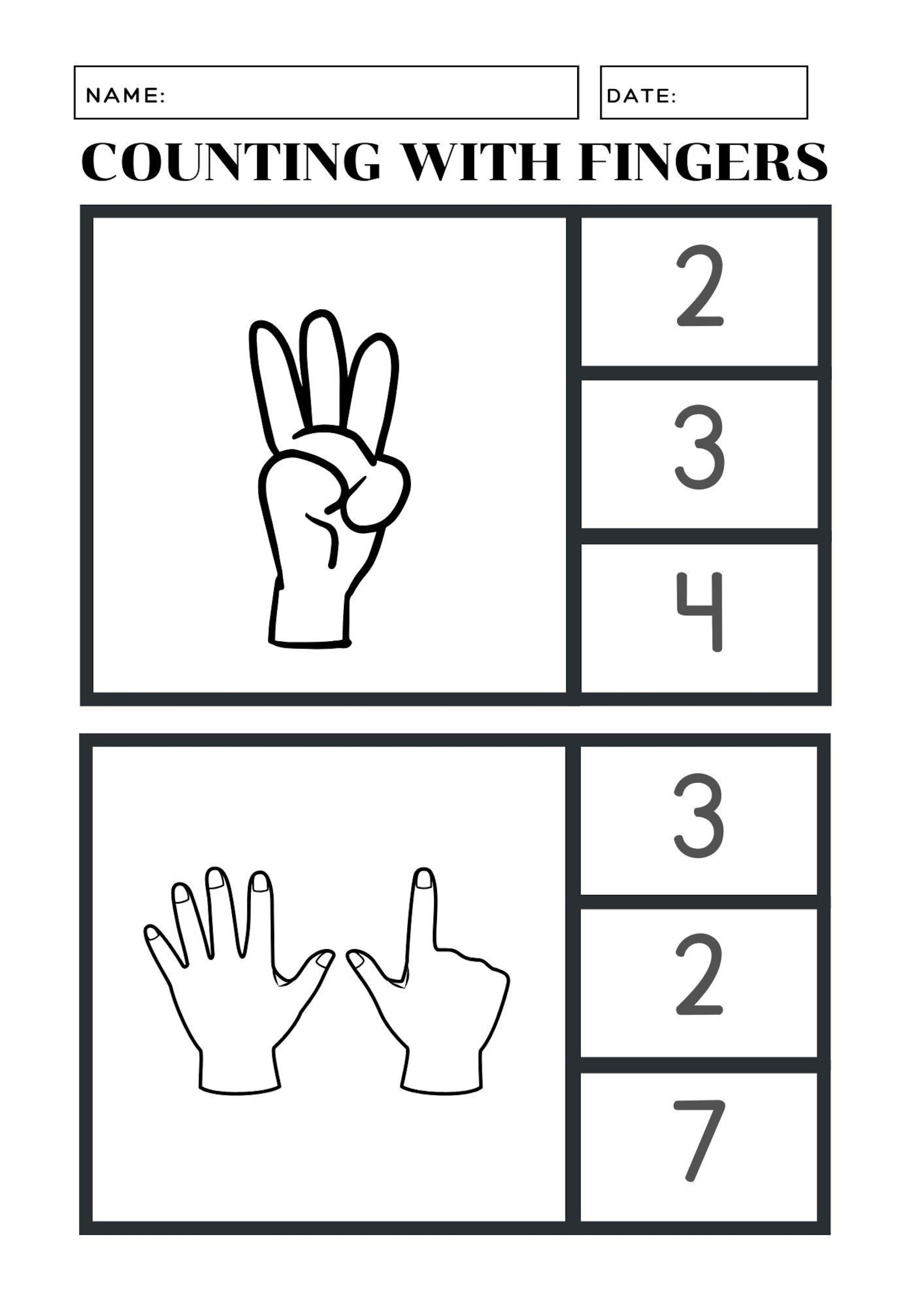 Counting Fingers Number Cards 1-10/ Fingers Addition and Subtraction ...