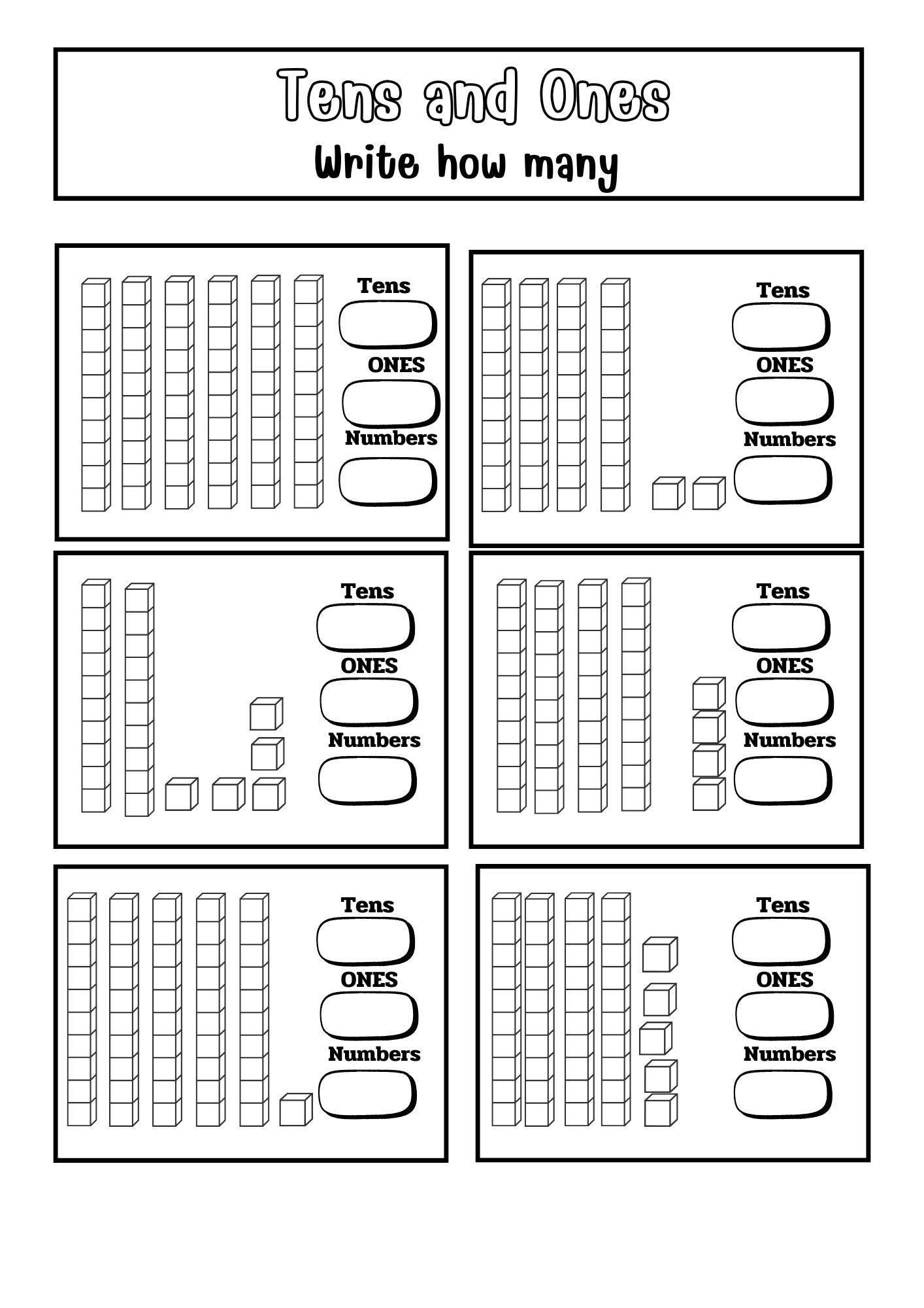 Place Value Math Worksheets: Tens and Ones, Base Ten (PDF Digital ...
