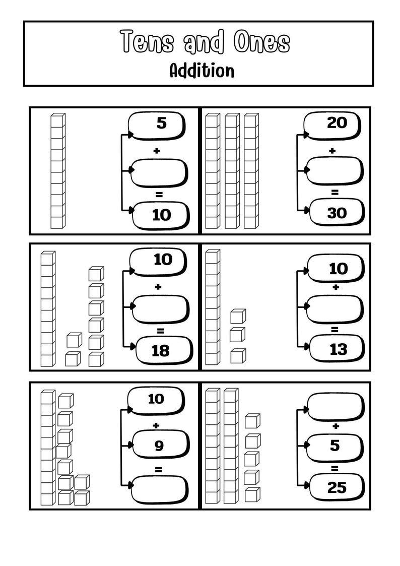 Place Value Math Worksheets: Tens and Ones, Base Ten (PDF Digital ...