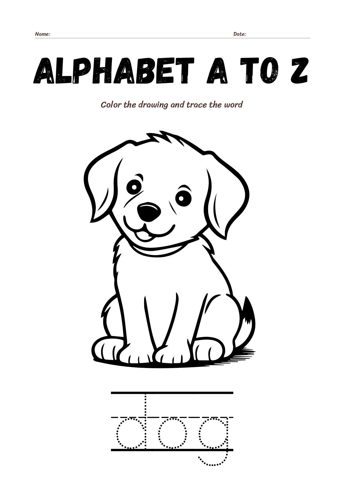 Tracing Coloring Alphabet A-Z Worksheet Printable - Etsy