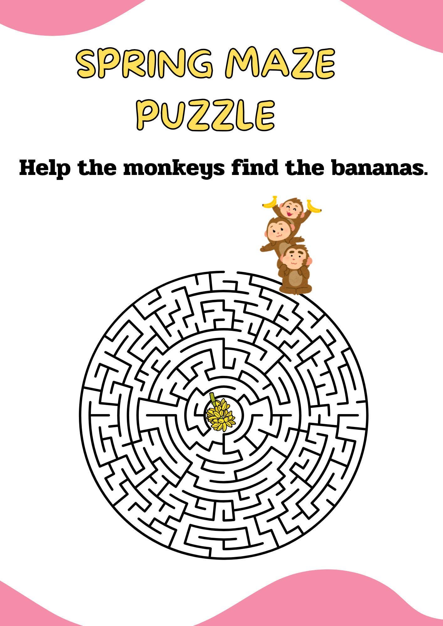 17 Printable Spring Maze PUZZLE Worksheets for Kindergarten ...