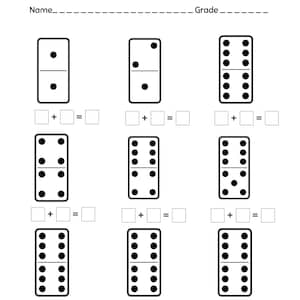 20 Printable Domino Addition Worksheets 1st Grade & Kindergarten Math ...