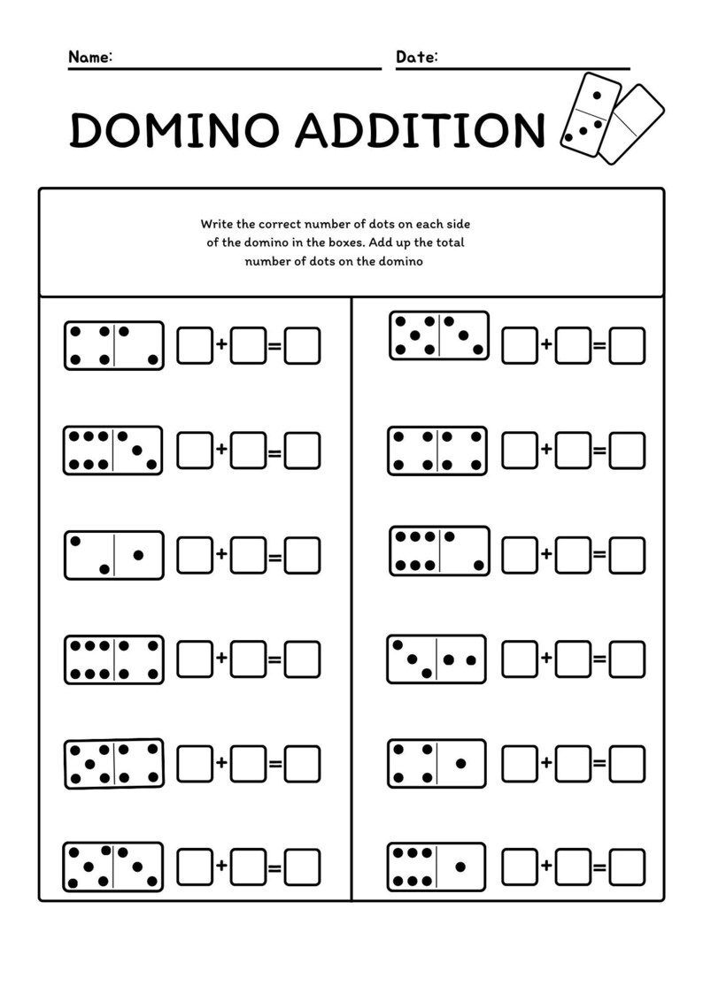 20 Printable Domino Addition Worksheets | 1st Grade & Kindergarten Math ...