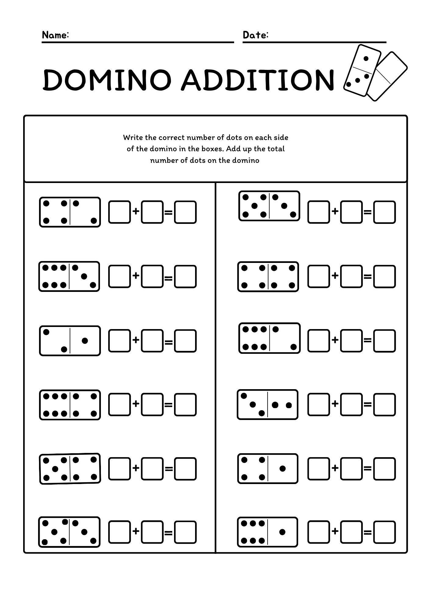 20 Printable Domino Addition Worksheets | 1st Grade & Kindergarten Math ...