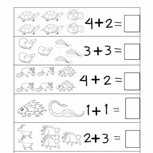 Animal Addition Worksheets: Single Digit Math, Homeschool Printable ...