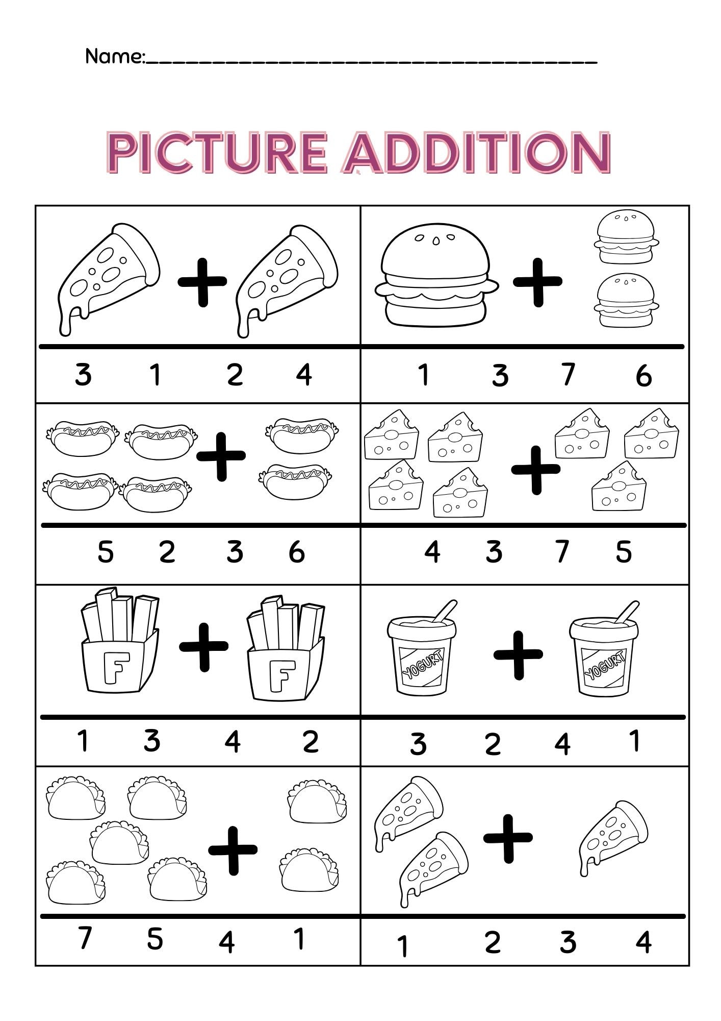 20 Printable Kindergarten Addition Worksheets, Picture Addition and ...