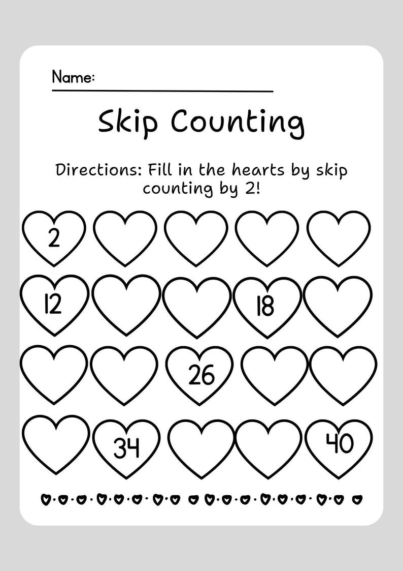 Skip Counting Worksheets, Kindergarten Missing Numbers, Count by 2, 5 ...