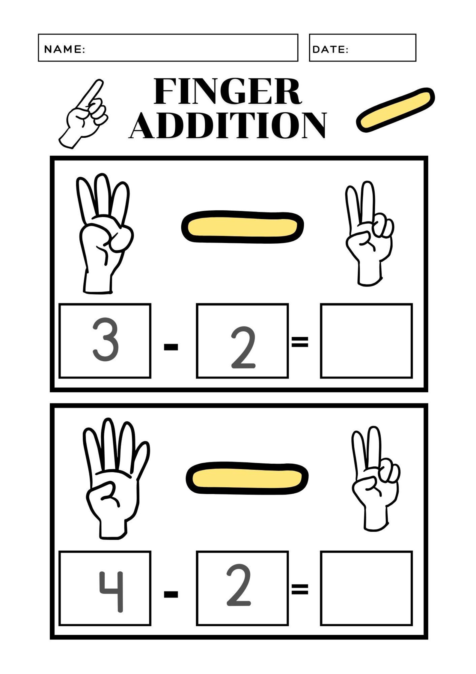 Counting Fingers Number Cards 1-10/ Fingers Addition and Subtraction ...