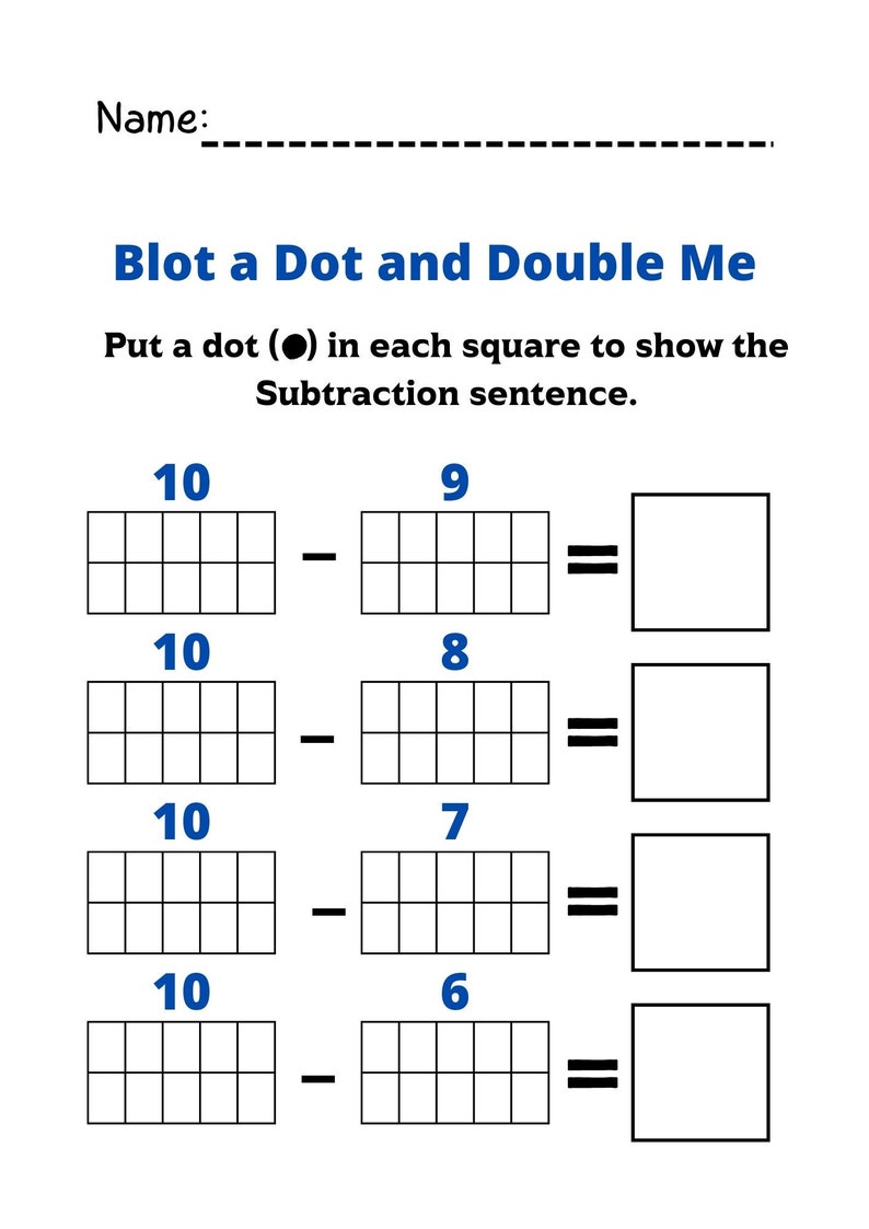 20 Printable Kindergarten Subtraction Within Addition 10 With Ten Frame ...