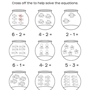 20printable Kindergarten Addition and Subtraction Sea Animal Worksheets ...