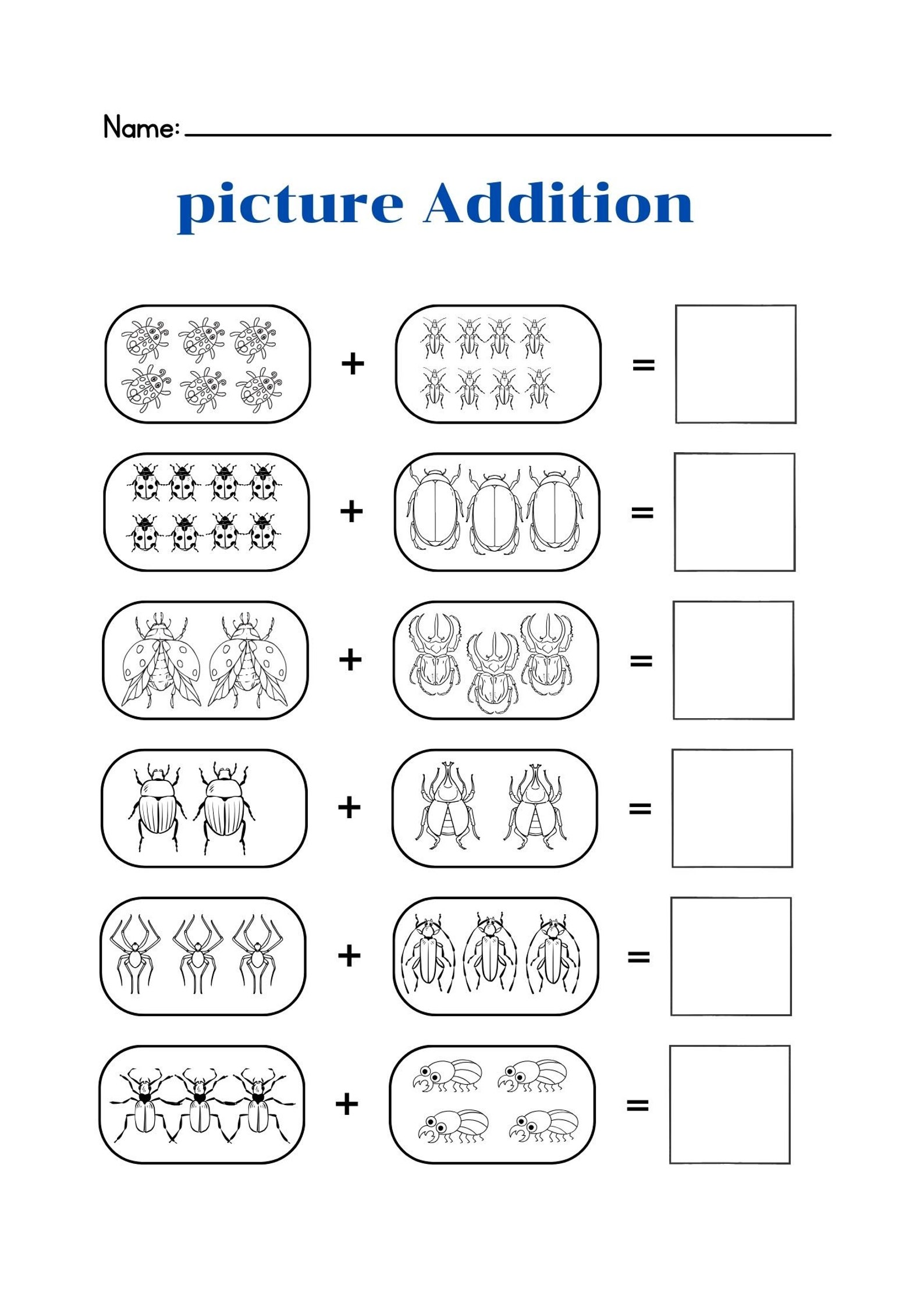 20 Printable Kindergarten Addition Worksheets, Picture Addition and ...