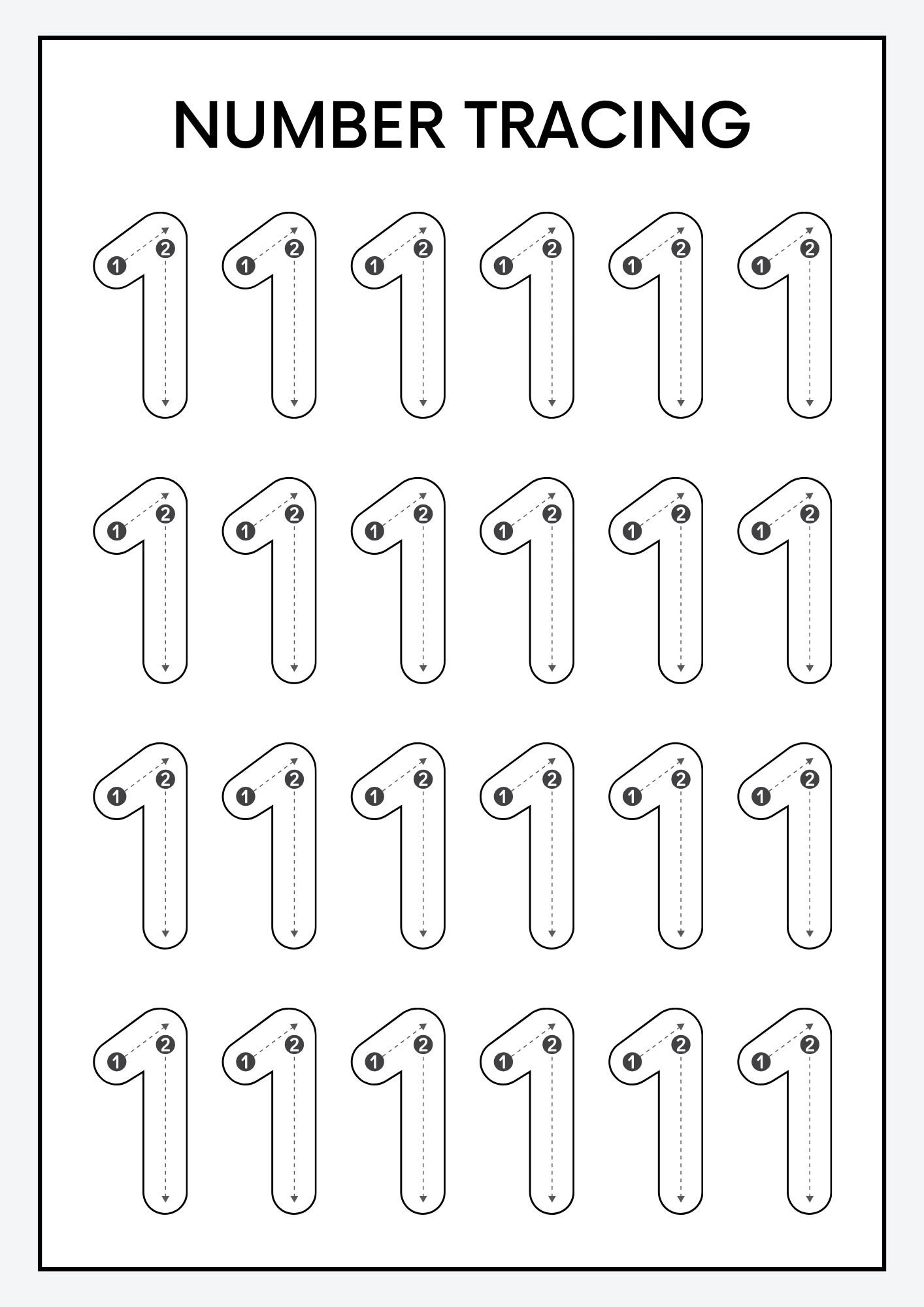 Number Tracing Worksheets Color Count Trace 1 10 Printable Etsy