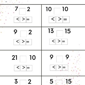 10 Printable Greater Than Less Than Equal to Worksheets. Preschool-3rd Grade Math. - Etsy UK