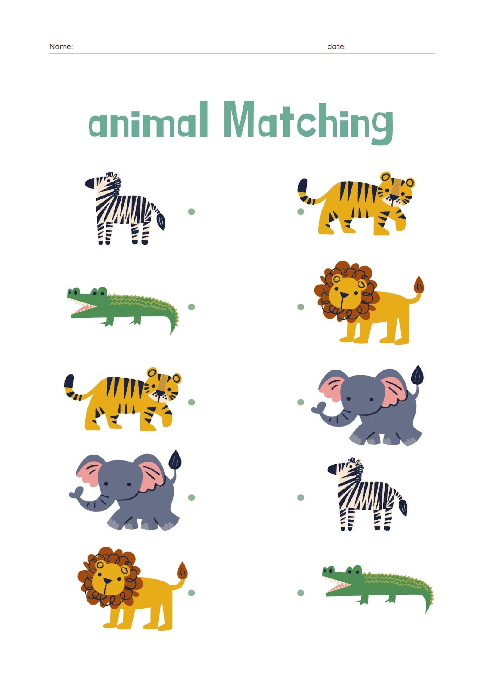 40 Preschool Matching Worksheets: Line Tracing Practice Printable - Etsy